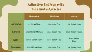 German Adjective Endings with Indefinite Articles